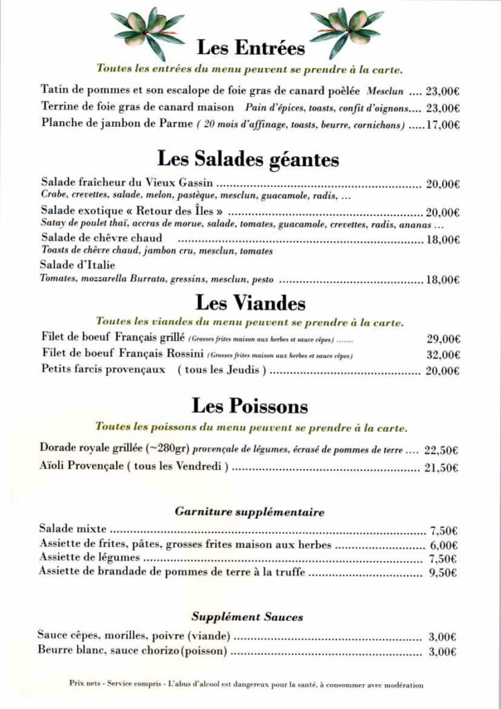 NOS SUGGESTIONS – Au Vieux Gassin